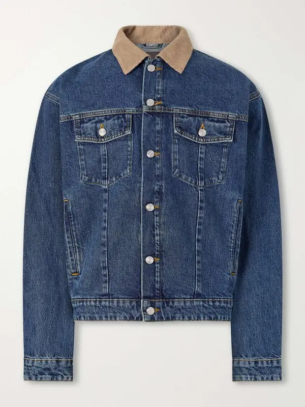 Nn07 Roy 1847 Organic Corduroy-trimmed Denim Jacket