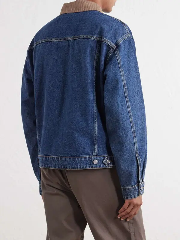 Nn07 Roy 1847 Organic Corduroy-trimmed Denim Jacket