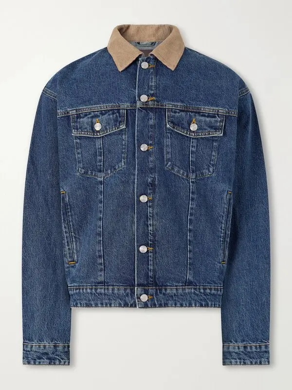 Nn07 Roy 1847 Organic Corduroy-trimmed Denim Jacket