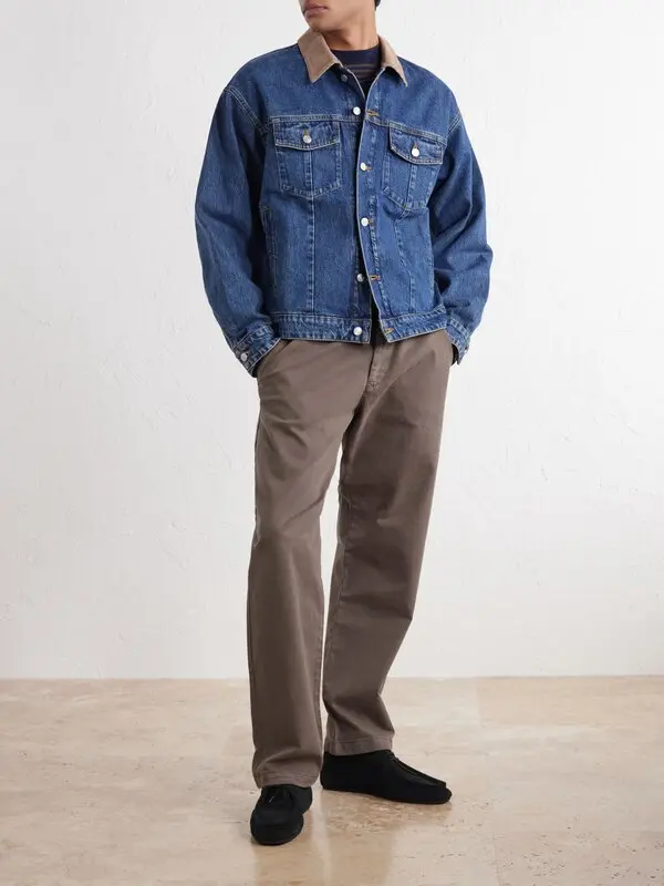 Nn07 Roy 1847 Organic Corduroy-trimmed Denim Jacket