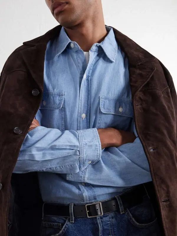NILI LOTAN Callum Cotton-chambray Shirt