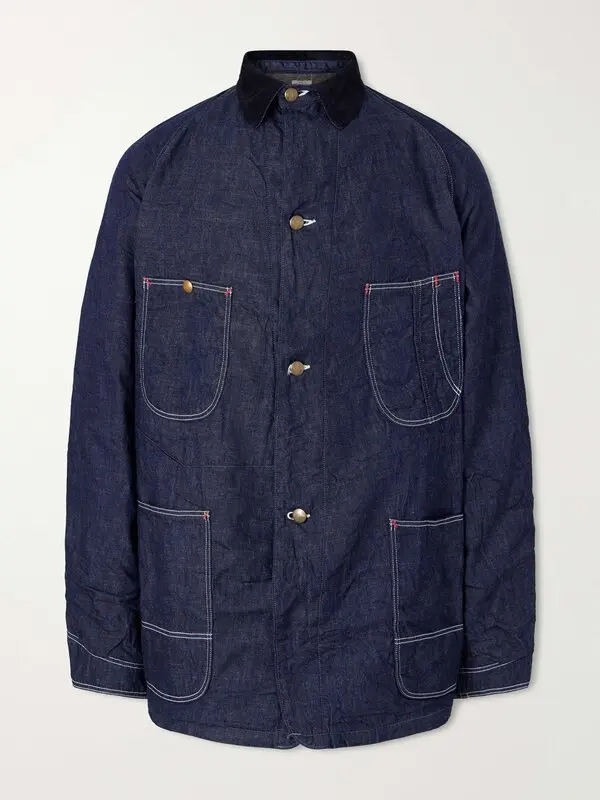 ORSLOW Corduroy-trimmed Denim Jacket