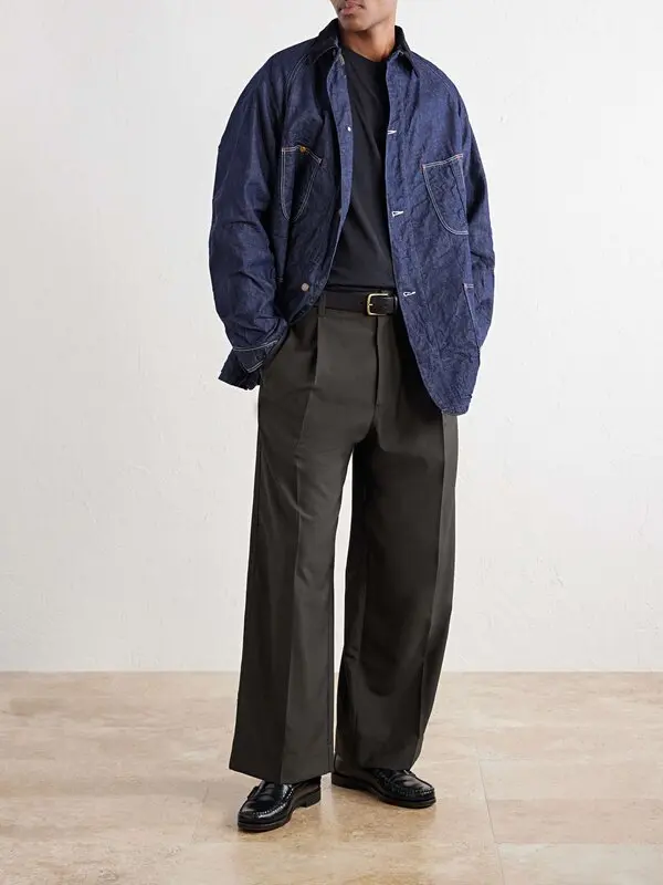 ORSLOW Corduroy-trimmed Denim Jacket
