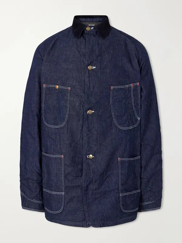 ORSLOW Corduroy-trimmed Denim Jacket