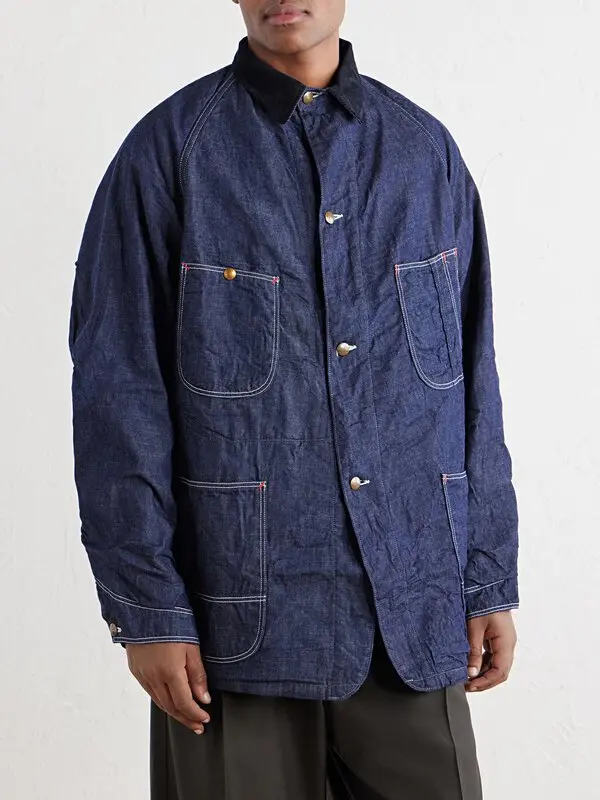 ORSLOW Corduroy-trimmed Denim Jacket