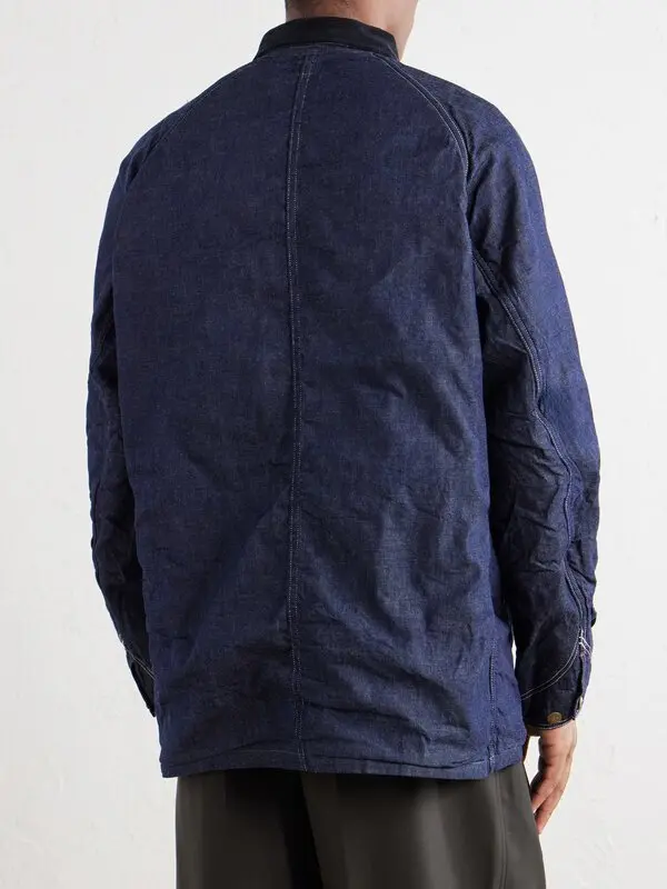 ORSLOW Corduroy-trimmed Denim Jacket