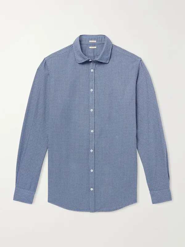 Massimo Alba Canary Checked Cotton-flannel Shirt