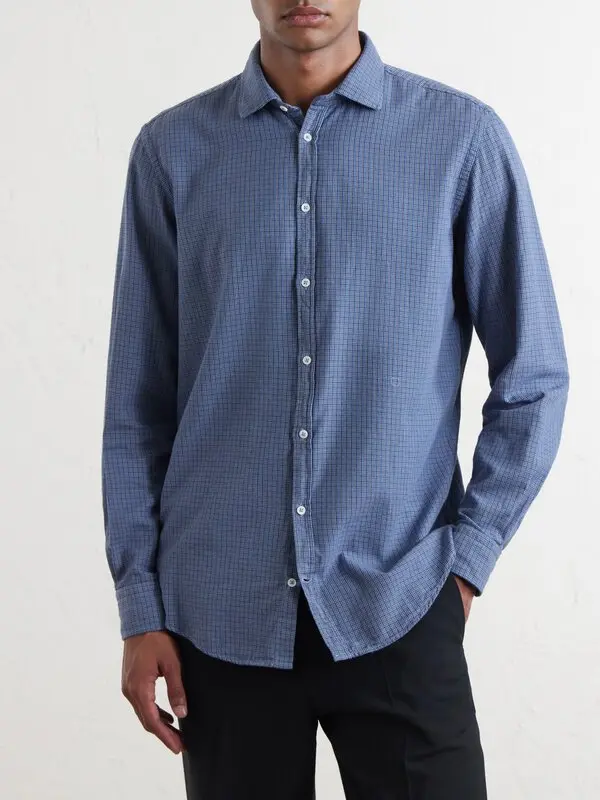 Massimo Alba Canary Checked Cotton-flannel Shirt