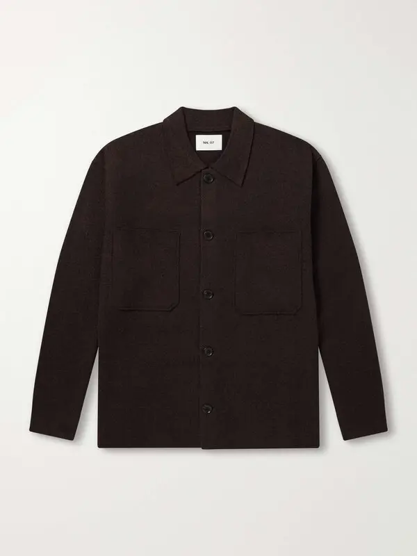 Nn07 Jonas 6398 Merino Wool Overshirt - Brown