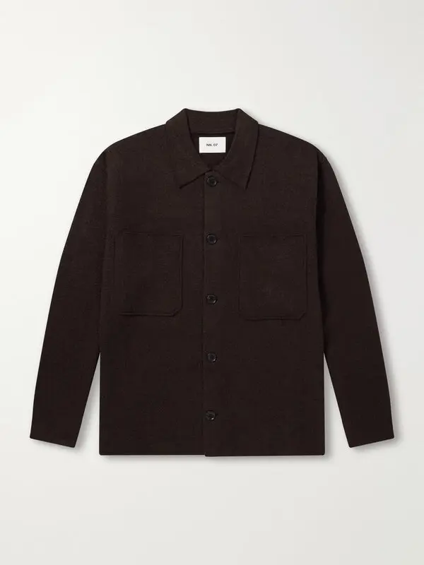Nn07 Jonas 6398 Merino Wool Overshirt - Brown