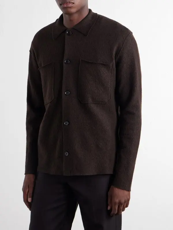 Nn07 Jonas 6398 Merino Wool Overshirt - Brown