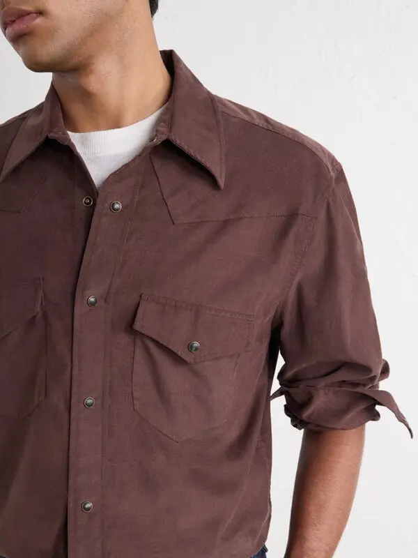 NILI LOTAN Travis Cotton-corduroy Shirt - Brown