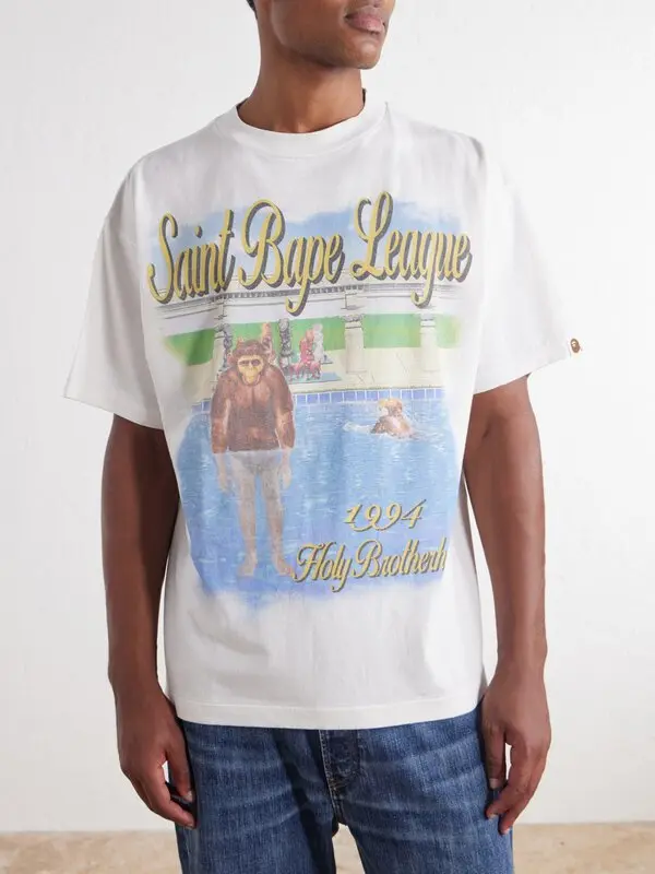 SAINT MXXXXXX Bape® Pool Printed Cotton-jersey T-shirt