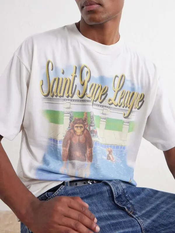 SAINT MXXXXXX Bape® Pool Printed Cotton-jersey T-shirt