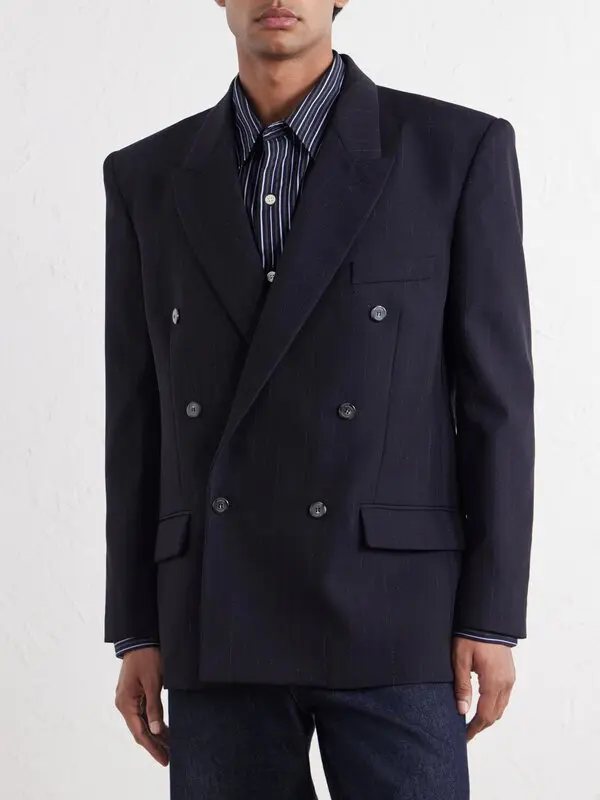 WILLY CHAVARRIA Manuel Double-breasted Pinstriped Virgin Wool Blazer