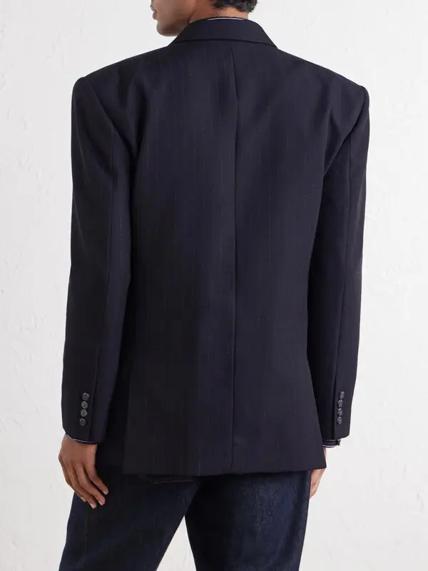 WILLY CHAVARRIA Manuel Double-breasted Pinstriped Virgin Wool Blazer