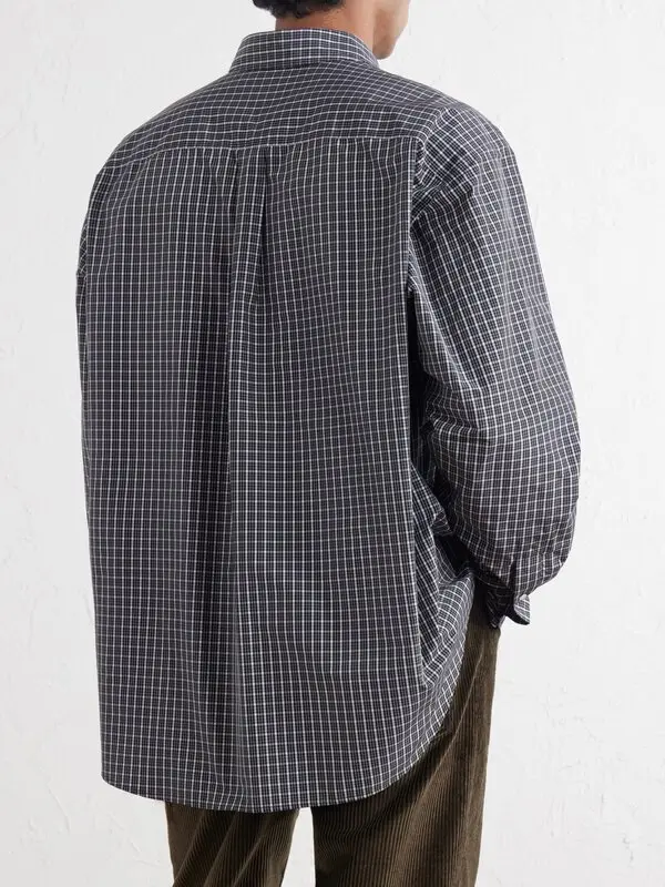 Loewe Logo-embroidered Checked Shirt - Gray