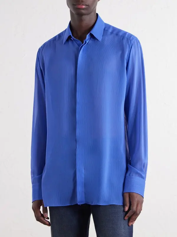 TOM FORD Micro-striped Silk-organza Shirt