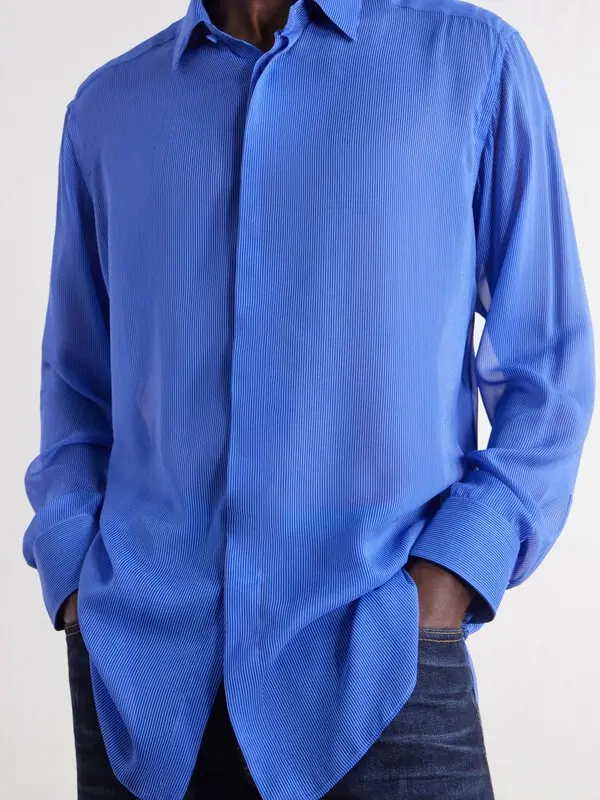 TOM FORD Micro-striped Silk-organza Shirt