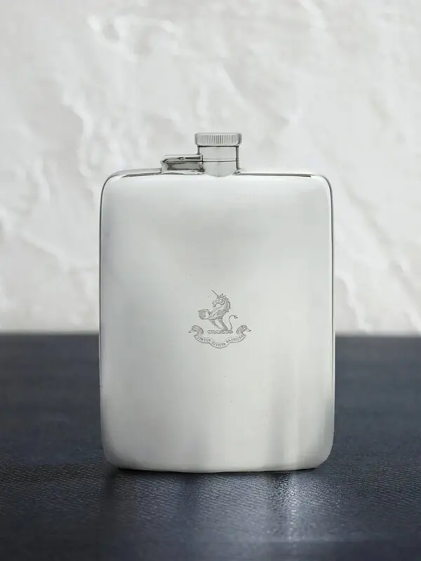 FOUNDWELL W. Neale & Son Vintage 1930 Engraved Sterling Flask And Leather Case - Silver