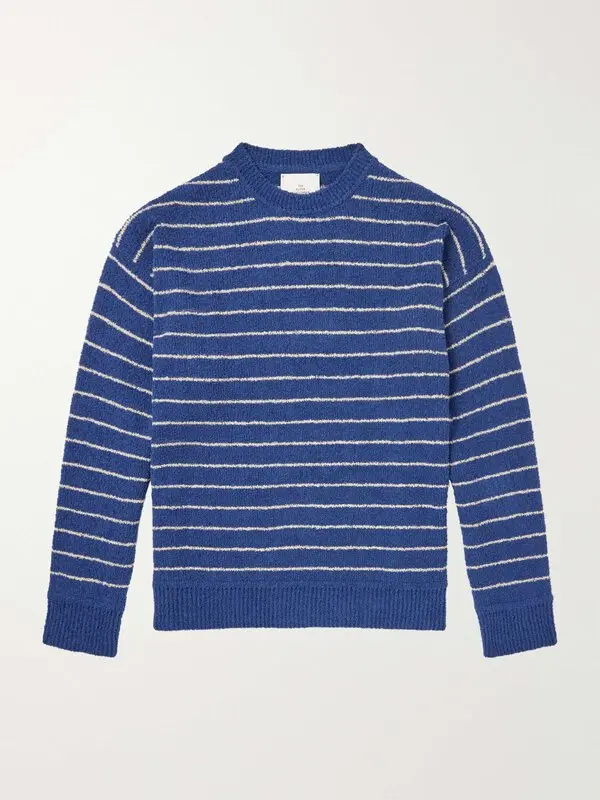 THE ELDER STATESMAN Eyelash Striped Cotton-blend Sweatshirt - Blue