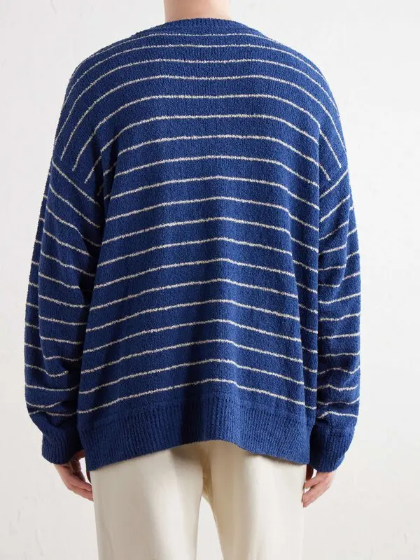 THE ELDER STATESMAN Eyelash Striped Cotton-blend Sweatshirt