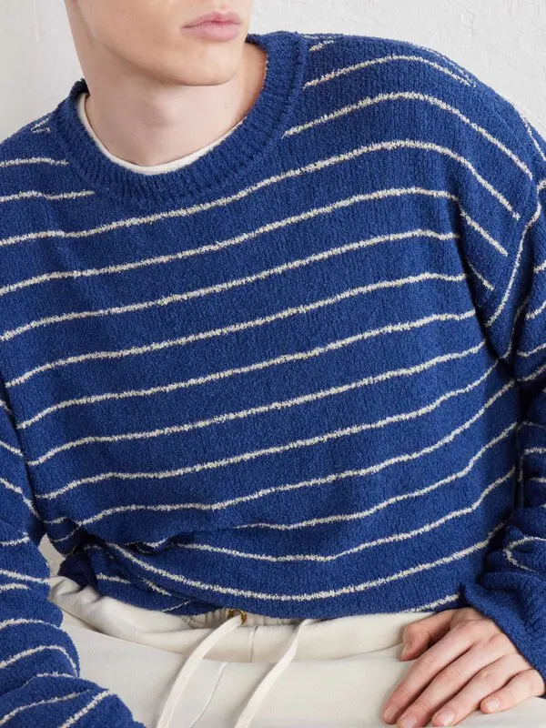THE ELDER STATESMAN Eyelash Striped Cotton-blend Sweatshirt