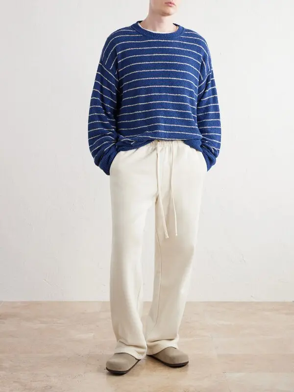 THE ELDER STATESMAN Eyelash Striped Cotton-blend Sweatshirt