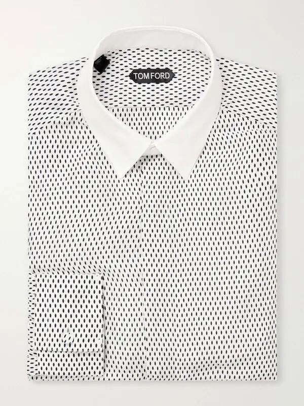 TOM FORD Printed Silk-satin Shirt - Gray