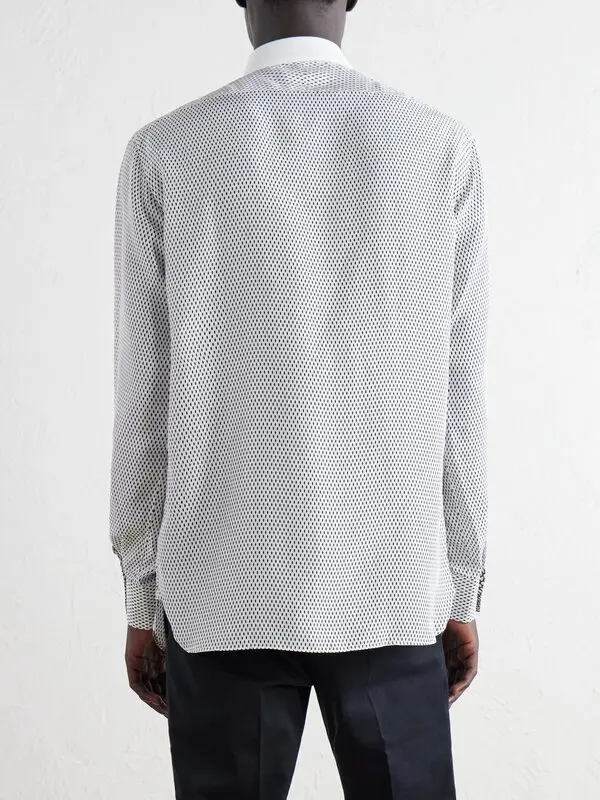 TOM FORD Classic-collar Printed Silk-satin Shirt