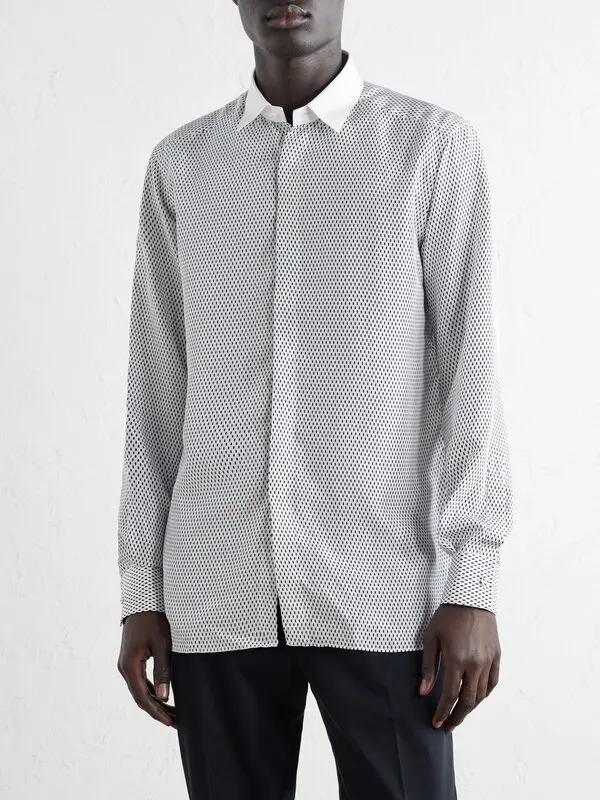 TOM FORD Classic-collar Printed Silk-satin Shirt