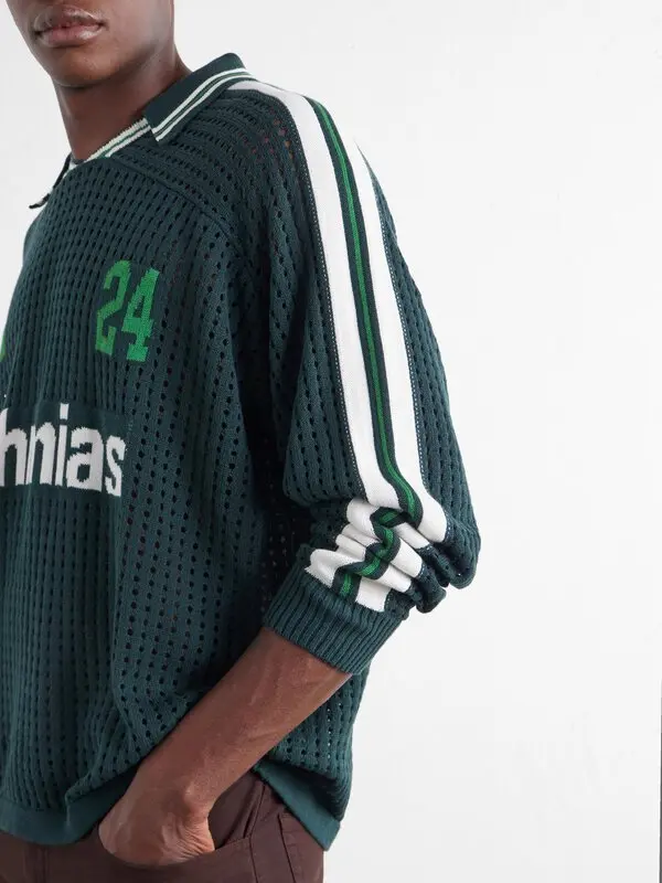 NAHMIAS Logo-jacquard Open-knit Cotton-jersey T-shirt