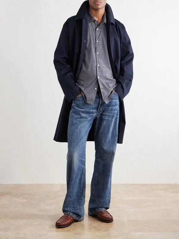 Officine Générale Giacomo Checked Cotton Shirt - Gray