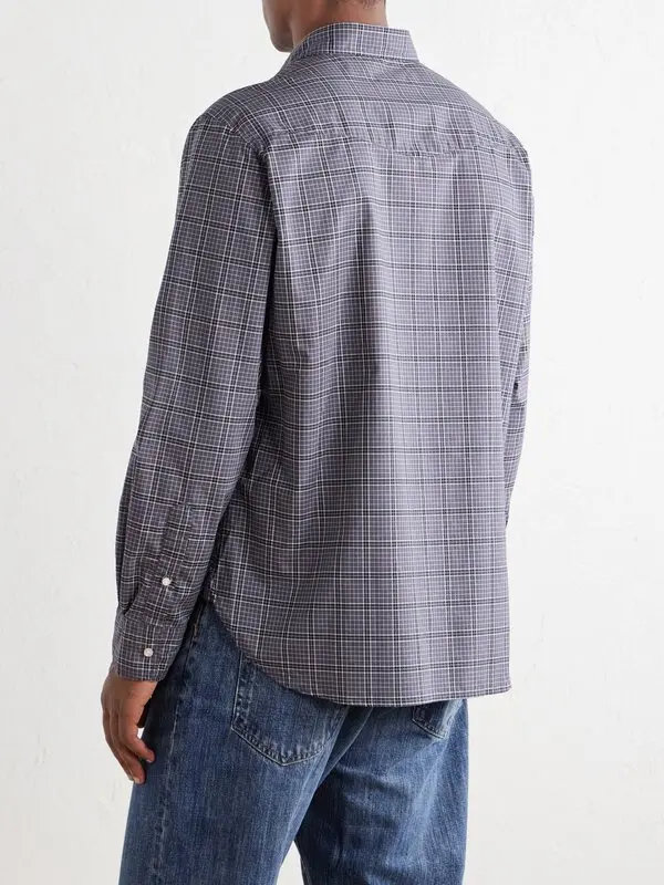 Officine Générale Giacomo Checked Cotton Shirt - Gray