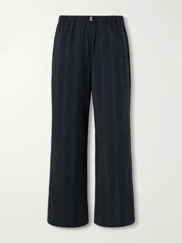 Literary Sport Nelson Straight-leg Drawstring Checked Seersucker Trousers - Blue