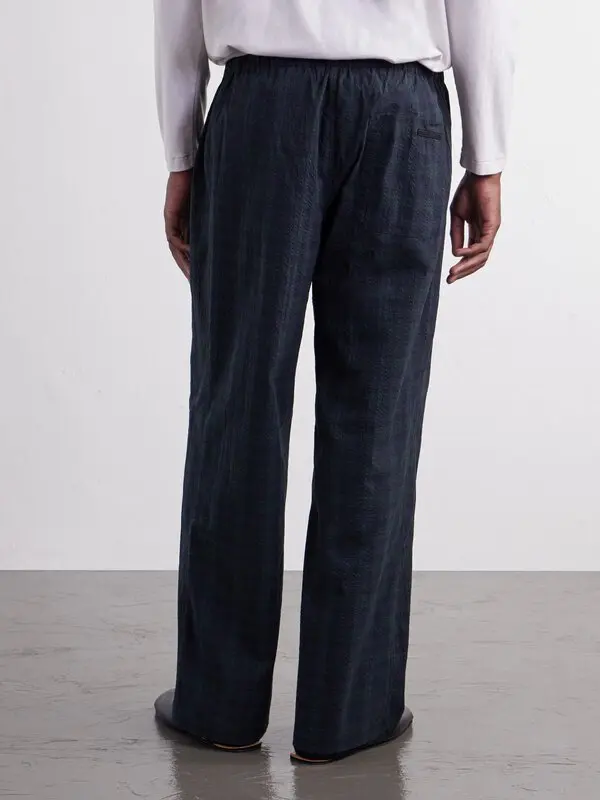 Literary Sport Nelson Straight-leg Drawstring Checked Seersucker Trousers