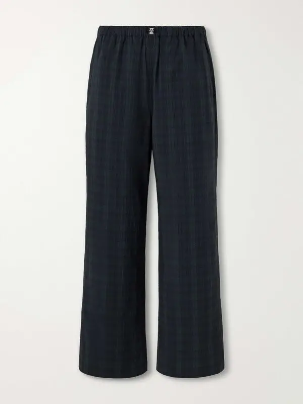 Literary Sport Nelson Straight-leg Drawstring Checked Seersucker Trousers