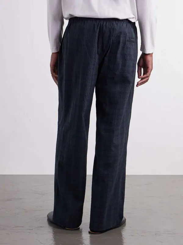 Literary Sport Nelson Straight-leg Drawstring Checked Seersucker Trousers