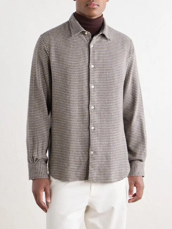 Officine Générale Giacomo Houndstooth Cotton-flannel Shirt