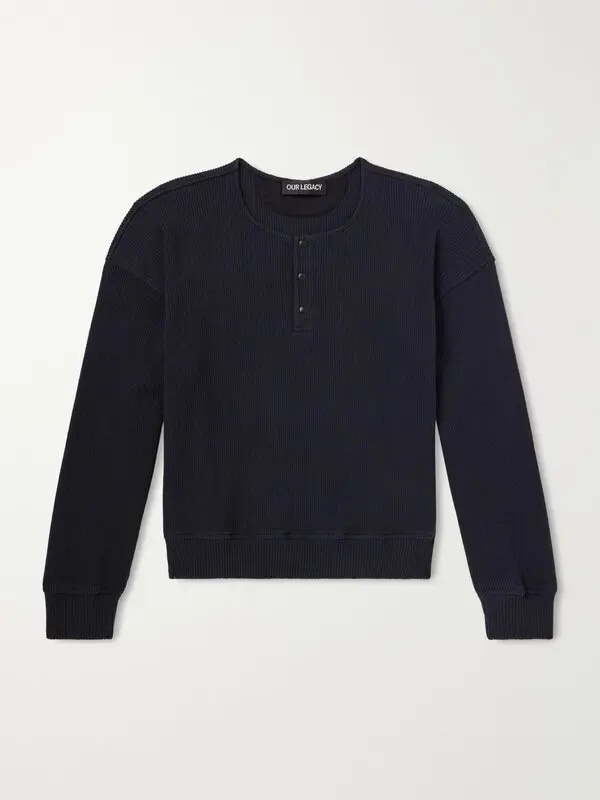 Our Legacy Ballon Ribbed Stretch-cotton Henley T-shirt