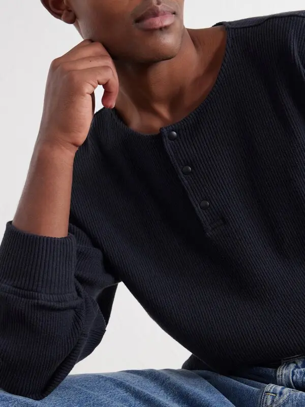 Our Legacy Ballon Ribbed Stretch-cotton Henley T-shirt
