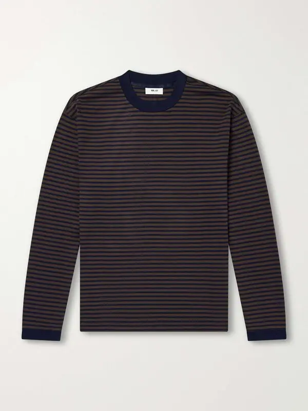 Nn07 Lionel 30040 Striped Organic Cotton-jersey T-shirt - Navy