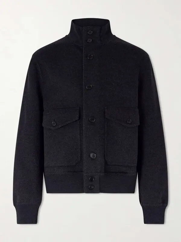 Dunhill Cashmere And Wool-blend Bomber Jacket - Dark Gray