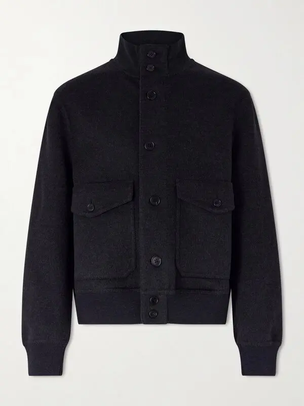 Dunhill Cashmere And Wool-blend Bomber Jacket - Gray