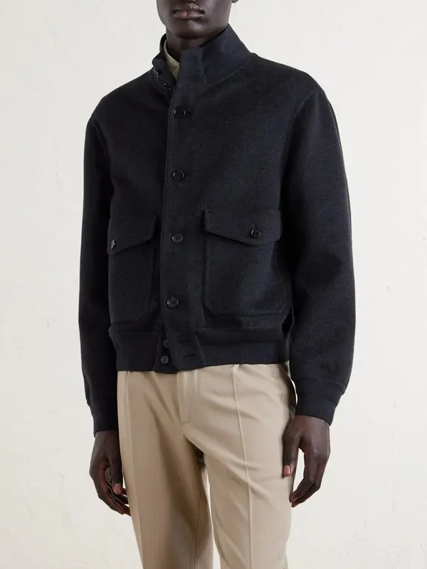 Dunhill Cashmere And Wool-blend Bomber Jacket - Gray
