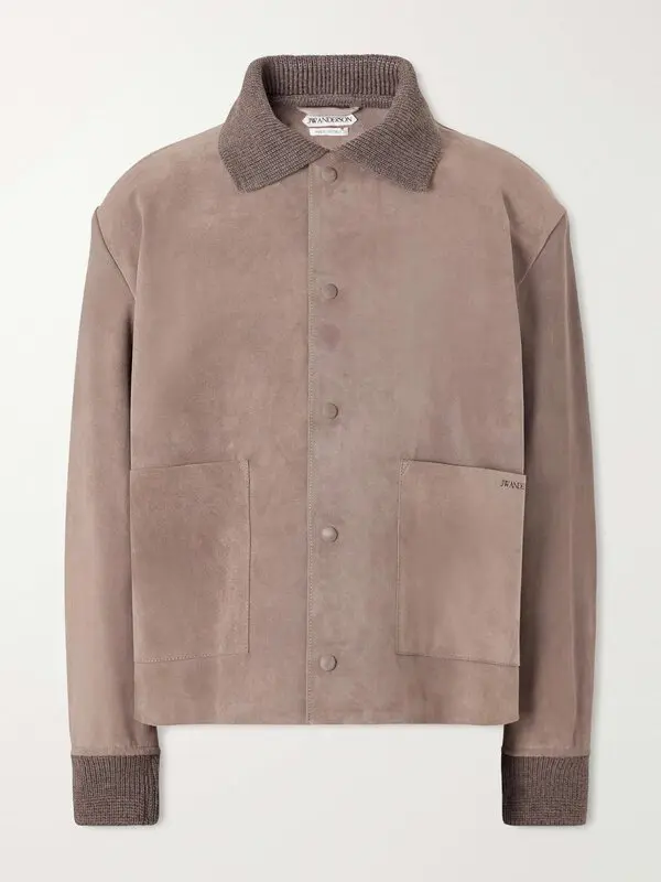 JW Anderson Wool-trimmed Suede Jacket - Brown