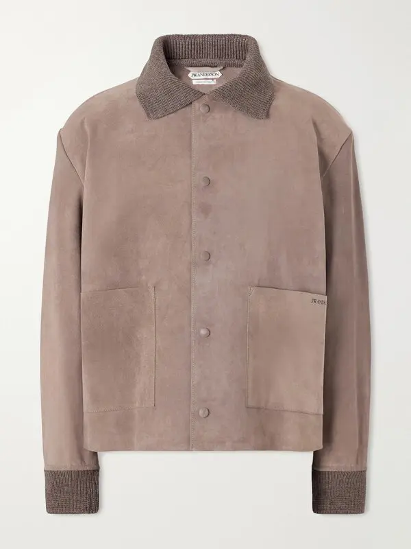 JW Anderson Wool-trimmed Suede Jacket - Brown