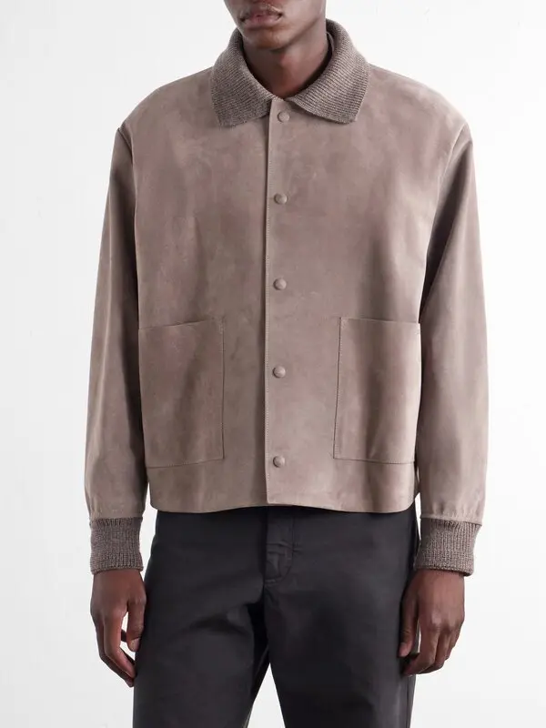 JW Anderson Wool-trimmed Suede Jacket - Brown