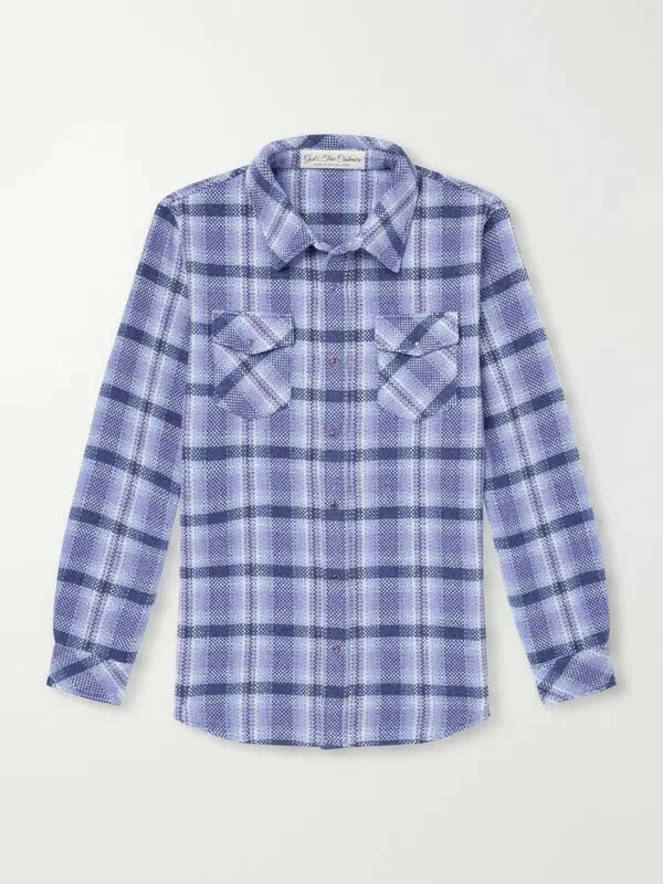 GOD'S TRUE CASHMERE Checked Cashmere Shirt - Blue