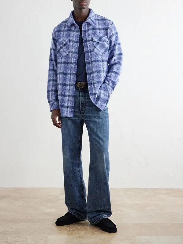 GOD'S TRUE CASHMERE Checked Cashmere Shirt - Blue